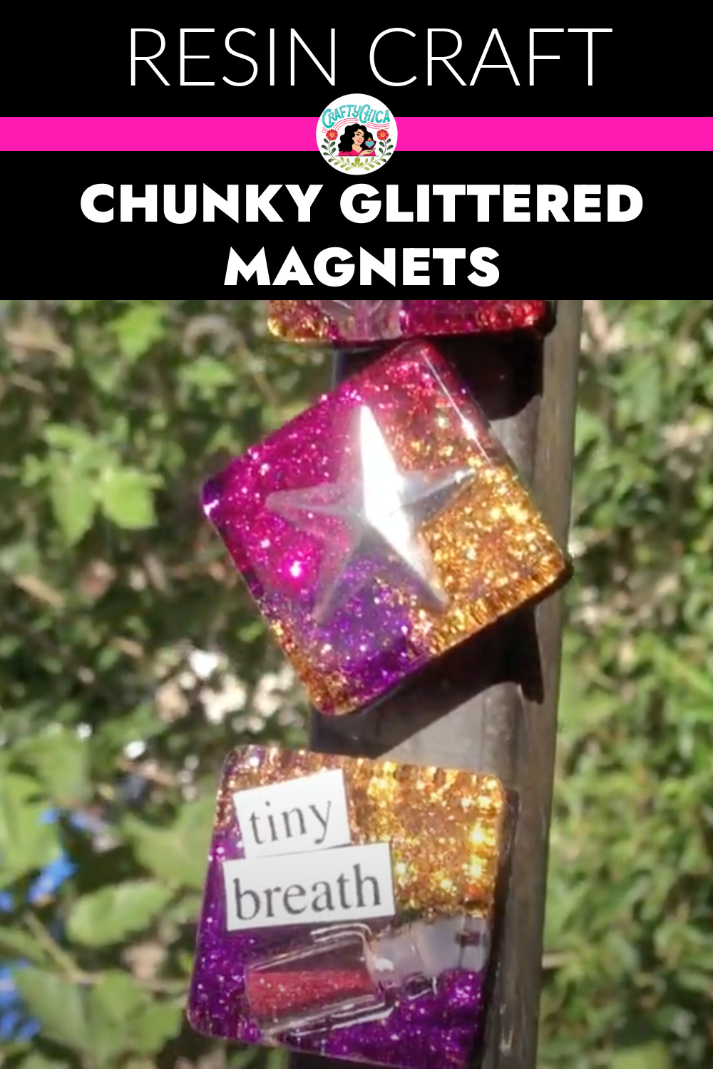 How to make layered resin glitter magnets - Crafty Chica