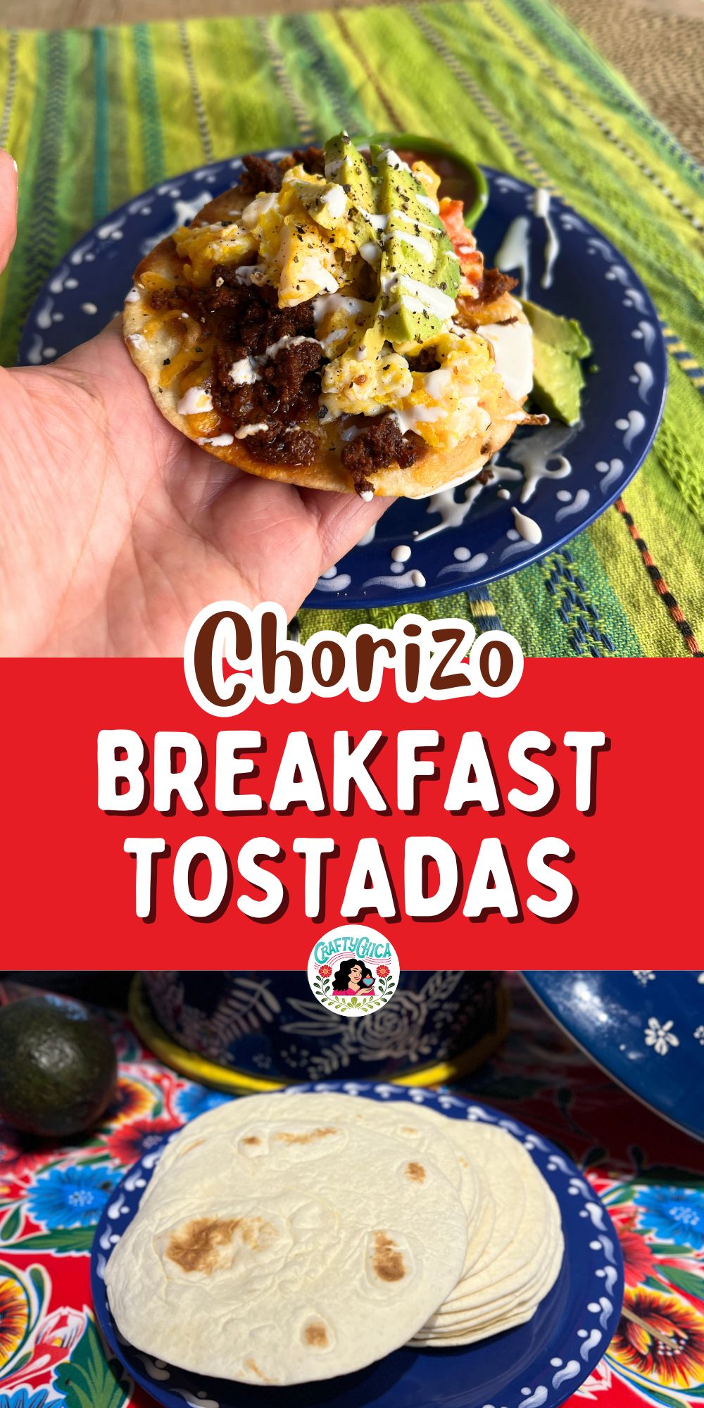 Crispy mini breakfast tostadas with chorizo & avocado - Crafty Chica