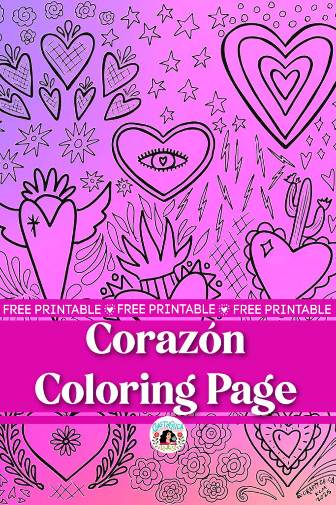 10 coloring page ideas + free corazón coloring printable - Crafty Chica