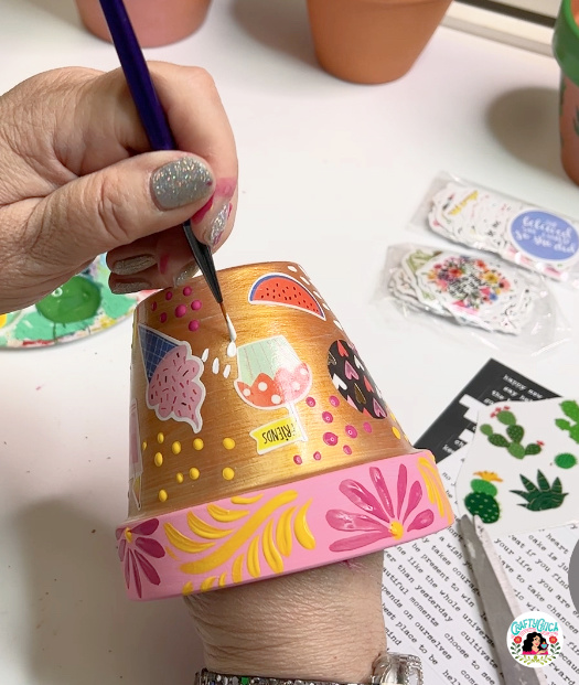 Sticker ideas: Use them to decorate flower pots! - Crafty Chica