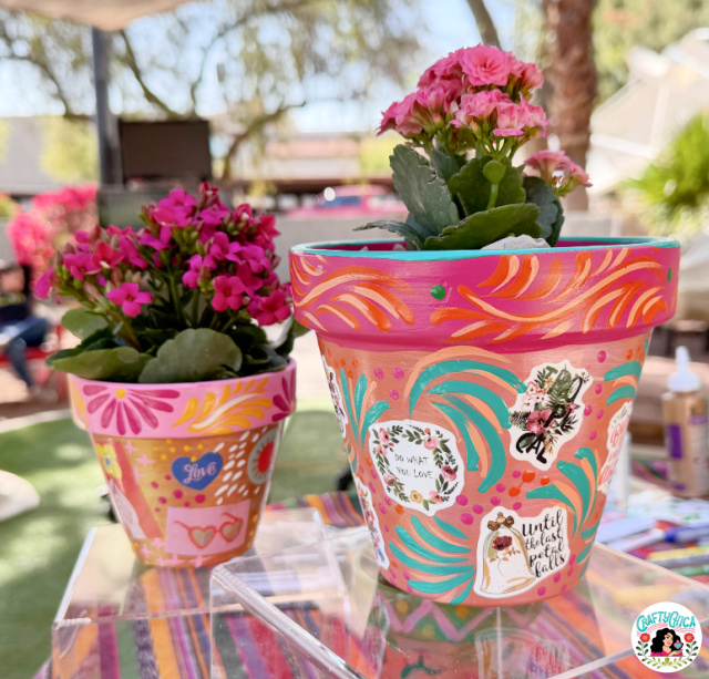 Sticker ideas: Use them to decorate flower pots! - Crafty Chica