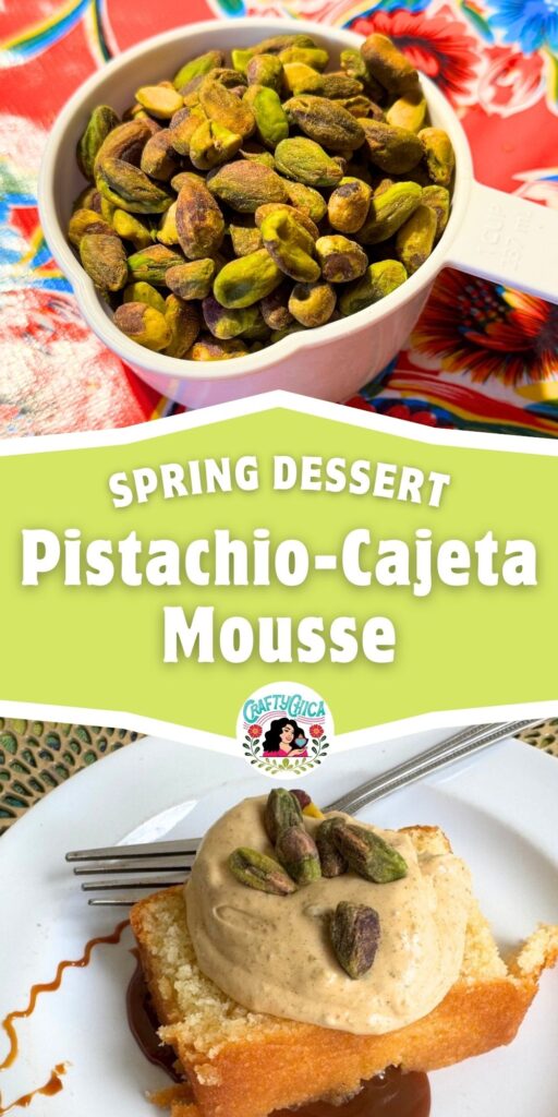 Light and fluffy pistachio mousse with cajeta! - Crafty Chica